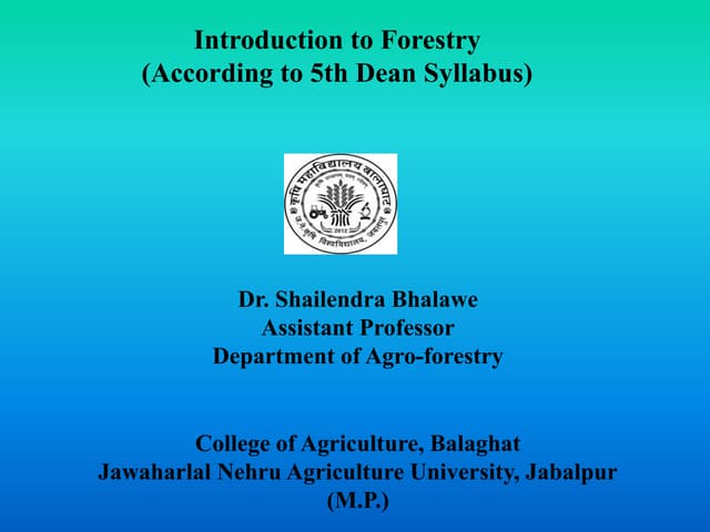 Introduction to forestry | PPTX