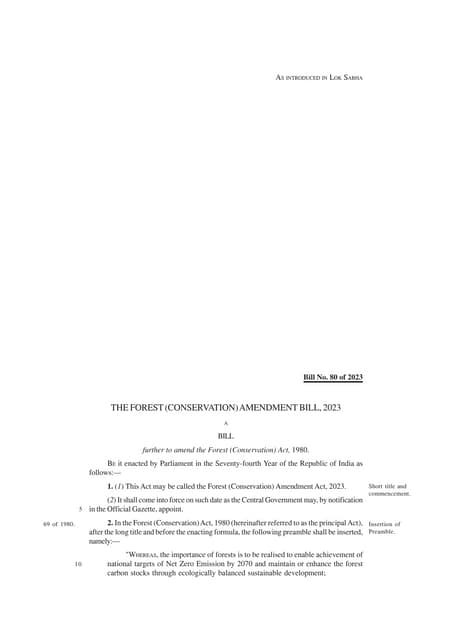 10 . "Forest Clearance" under Forest (Conservation Act, 1980 and ...