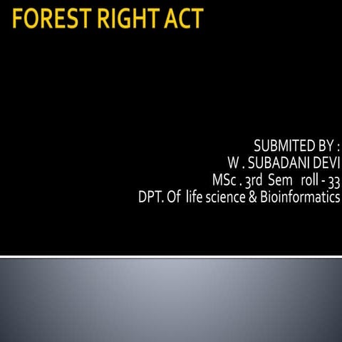 Forest right act src ppt | PPTX