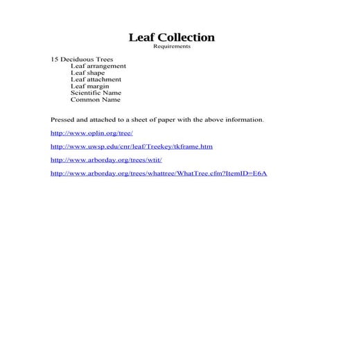 Forestry Leaf Collection | PDF