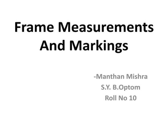 Frame measurement & marking | PPSX | Photography | Arts and Crafts
