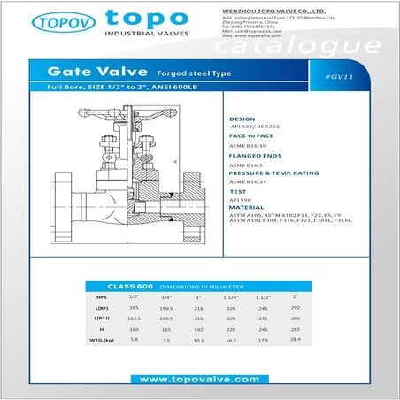 Forged steel gate valve 600 lb topo valve catalogue | PDF