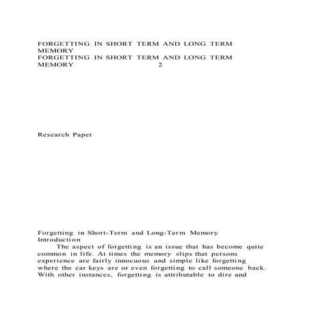 FORGETTING IN SHORT TERM AND LONG TERM MEMORYFORGETTING IN SHORT | PDF | Free Download