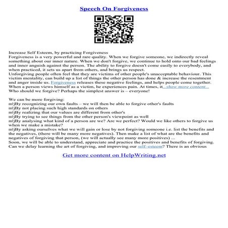 Forgiveness Essay | PDF