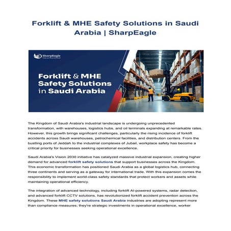 Forklift and MHE Safety Solutions in the UK | PDF
