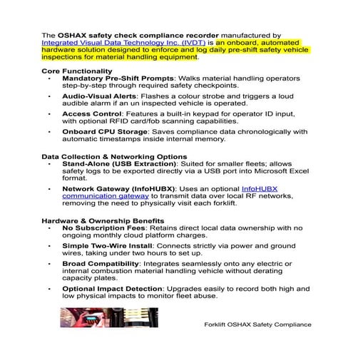 OSHAX Automated Safety Compliance Recorder for Material Handling ...