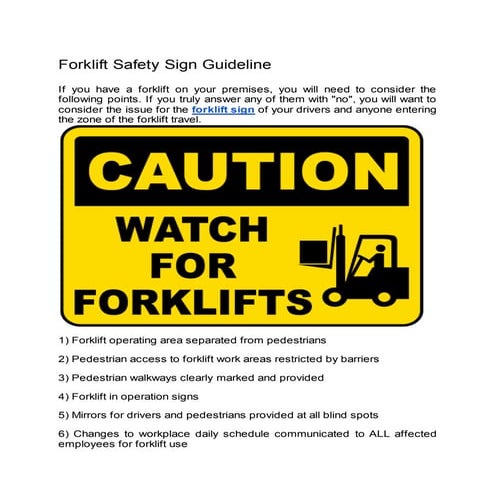 Forklift safety sign guideline | PDF