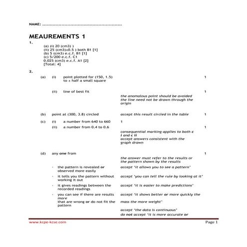 Form 1: Measurements | PDF