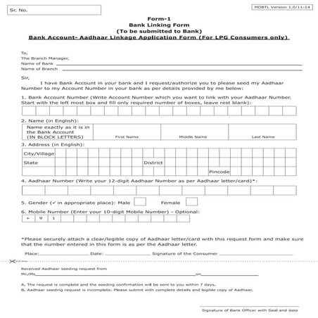 Form 1 bank linking form | PDF | Consumer Banking | Personal Finance