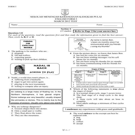 Form 5 English test | DOC