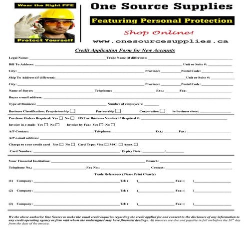 Credit Application for Net 30 Day Terms | PDF