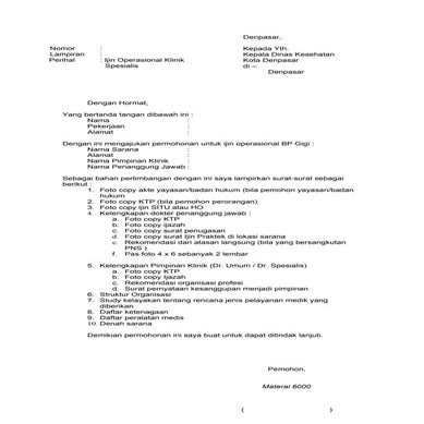 Form operasional klinik spesialis | DOC