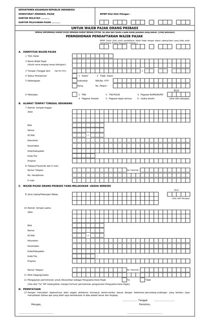 Formulir Registrasi NPWP | PDF