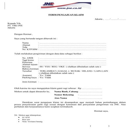 Form pengajuan-klaim | DOC