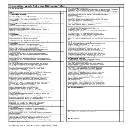 Form scaffold-inspection-report-tube-fitting-scaffolds | PDF
