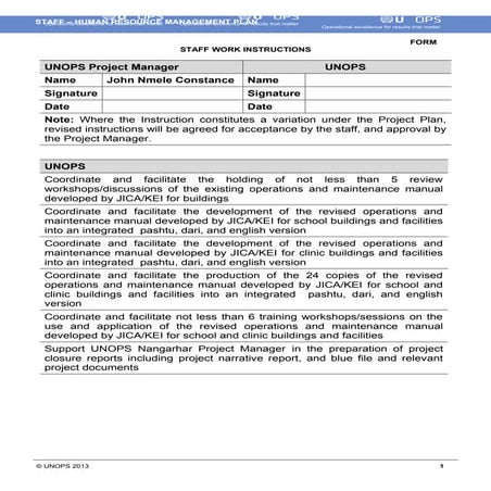 Form work plan for new staff | DOC