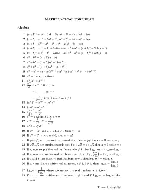 Formule matematice cls. v viii | PDF