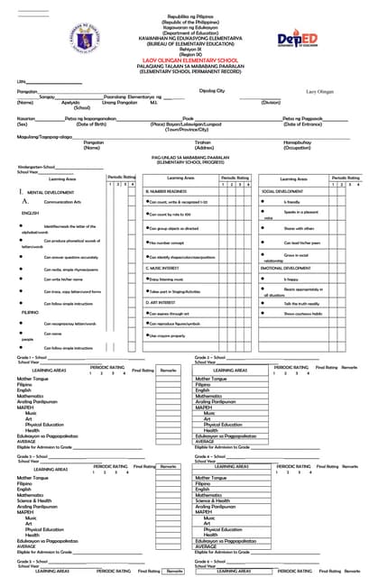 Form 137 school permanent record | DOCX