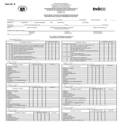 Form 137 k 12 | DOCX