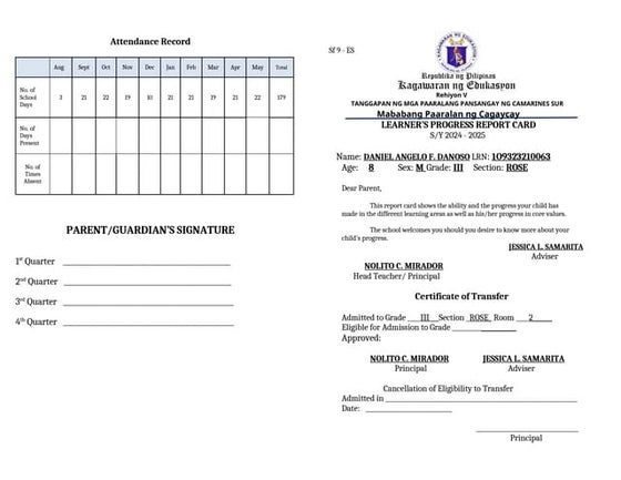 REPORT CARD OF GRADE 2 2025-2026 MATATAG | PDF