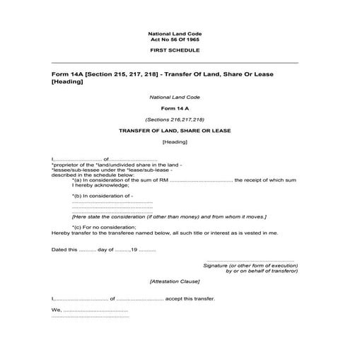 Form 14 a [section 215, 217, 218] words | DOC