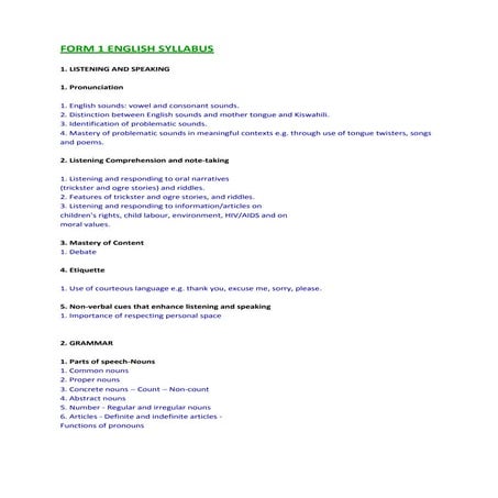 Form 1 english | PDF