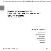 Form 23a notice of discontinuance ontario court forms