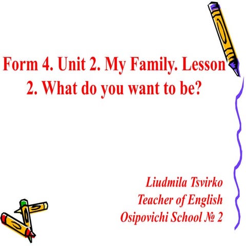 Form 4. unit 2. lesson 2. what do you want to be | PPT