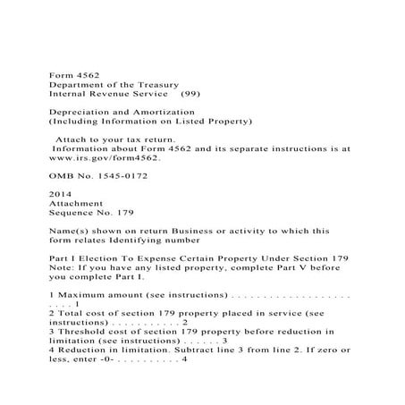 Form 4562Department of the Treasury Internal Revenue Serv.docx