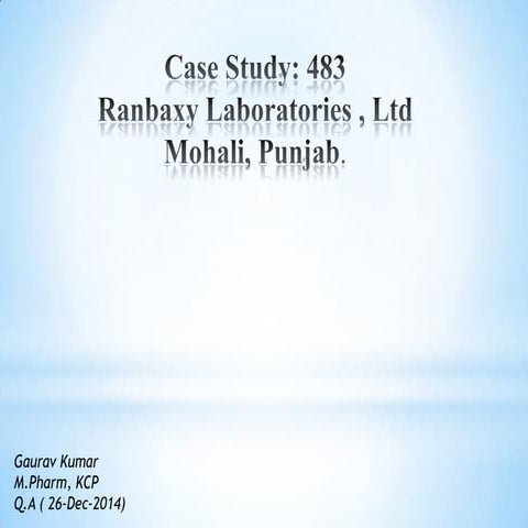 Form 483 Ranbaxy (Mohali Facility) | PPTX