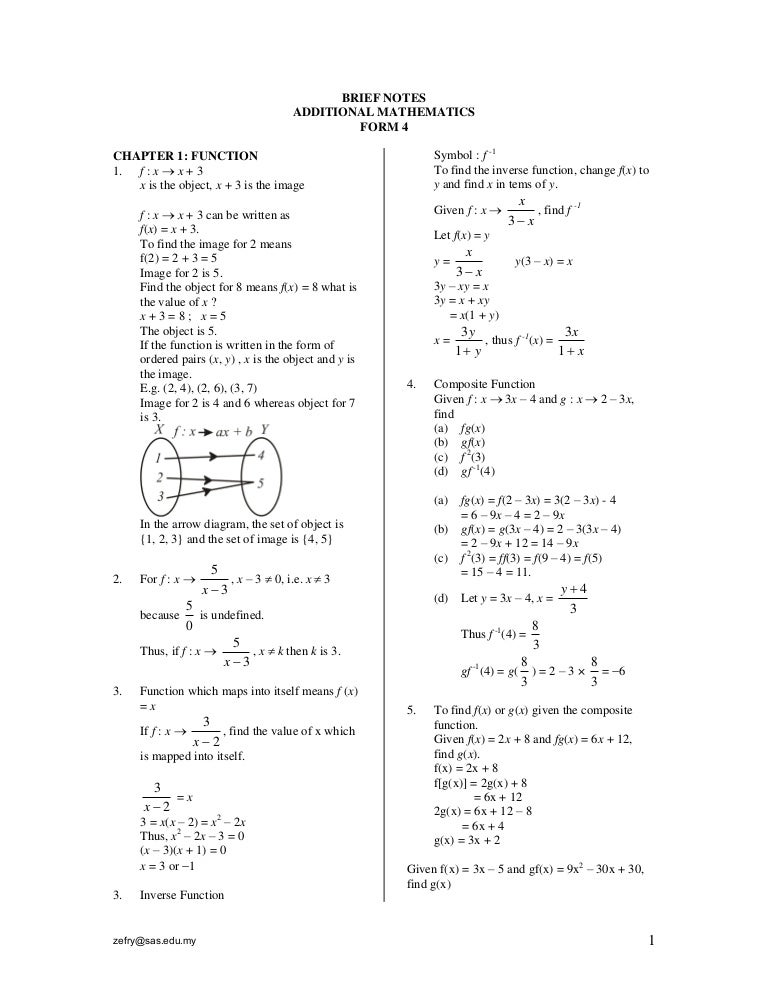 Form 4 Add Maths Note