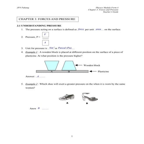 Form 4 forces and-pressure[1] | PDF