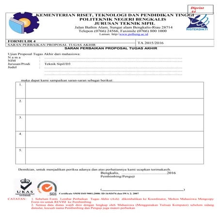 Form 4 saran perbaikan proposal | PDF