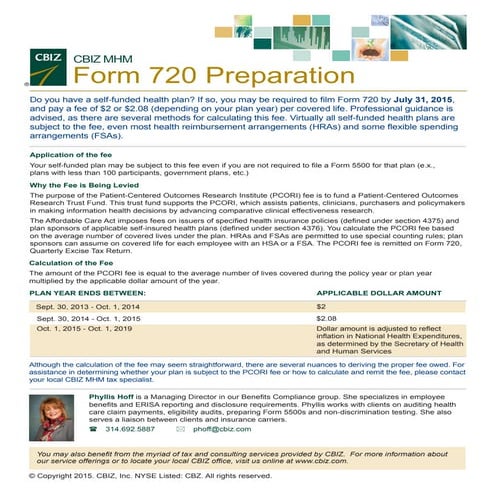 Form 720 Preparation | PDF | Health Insurance | Insurance