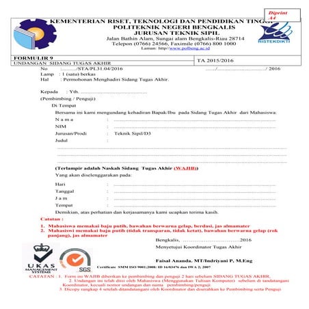 Form 9 undangan | DOC