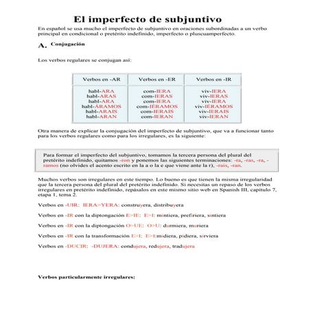 formacion-y-usos-imperfecto-subjuntivo pdf | PDF