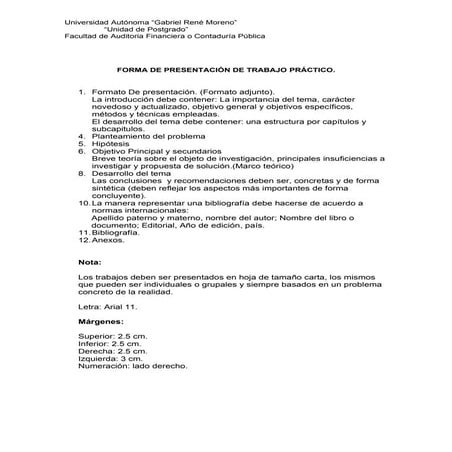 forma de presentacion de practicos | PDF
