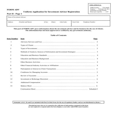 Form ADV Part II Schedule F | PDF | Stocks and Bonds | Personal Investing