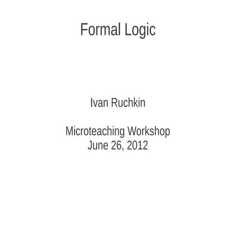 Formal Logic: Teaching Practice | PDF