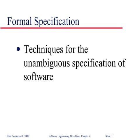 Formal Specification In Software Engineering Se9 Ppt Programming