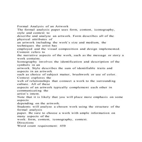 Formal Analysis of an Artwork The formal analysis paper uses | DOCX | Drawing and Sketching ...