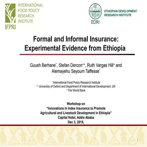 Formal and Informal Insurance: Experimental Evidence from Ethiopia | PPTX