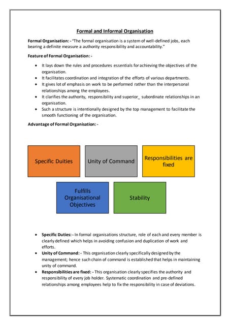 Formal and informal organizational structure | PPT