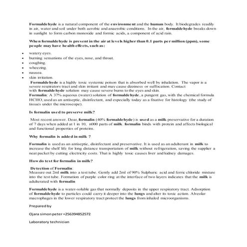 Formaldehyde effect | DOCX | Lung and Respiratory Health | Diseases and ...