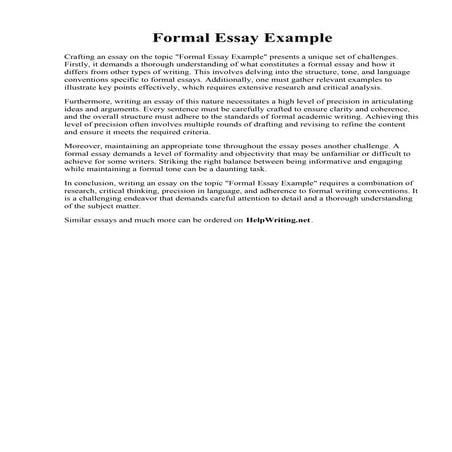 Formal Essay Example | PDF