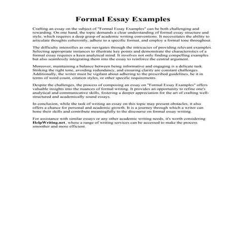 Formal Essay Examples | PDF
