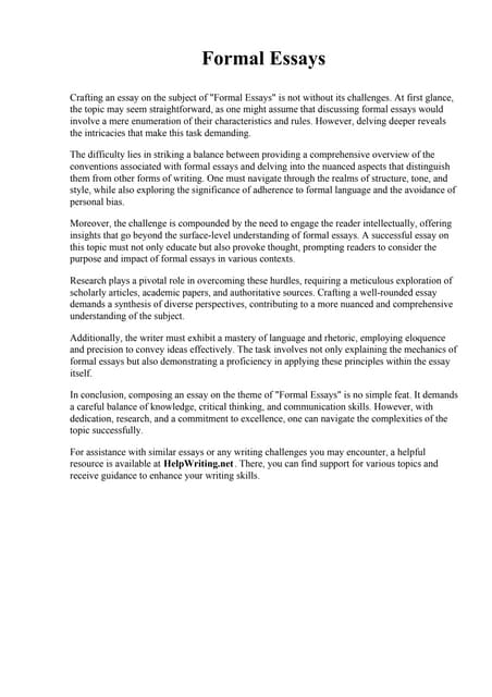 Formal Essay Writing | PDF