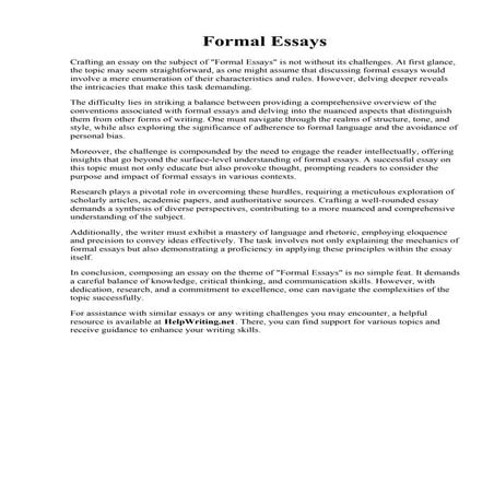 Formal Essays | PDF