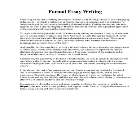 Formal Essay Writing | PDF