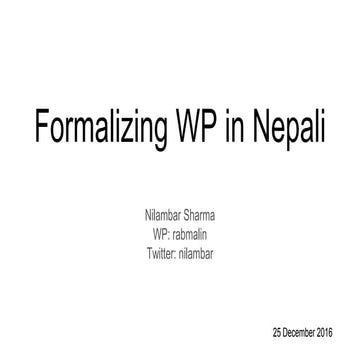 Formalizing WP in nepali | PPTX
